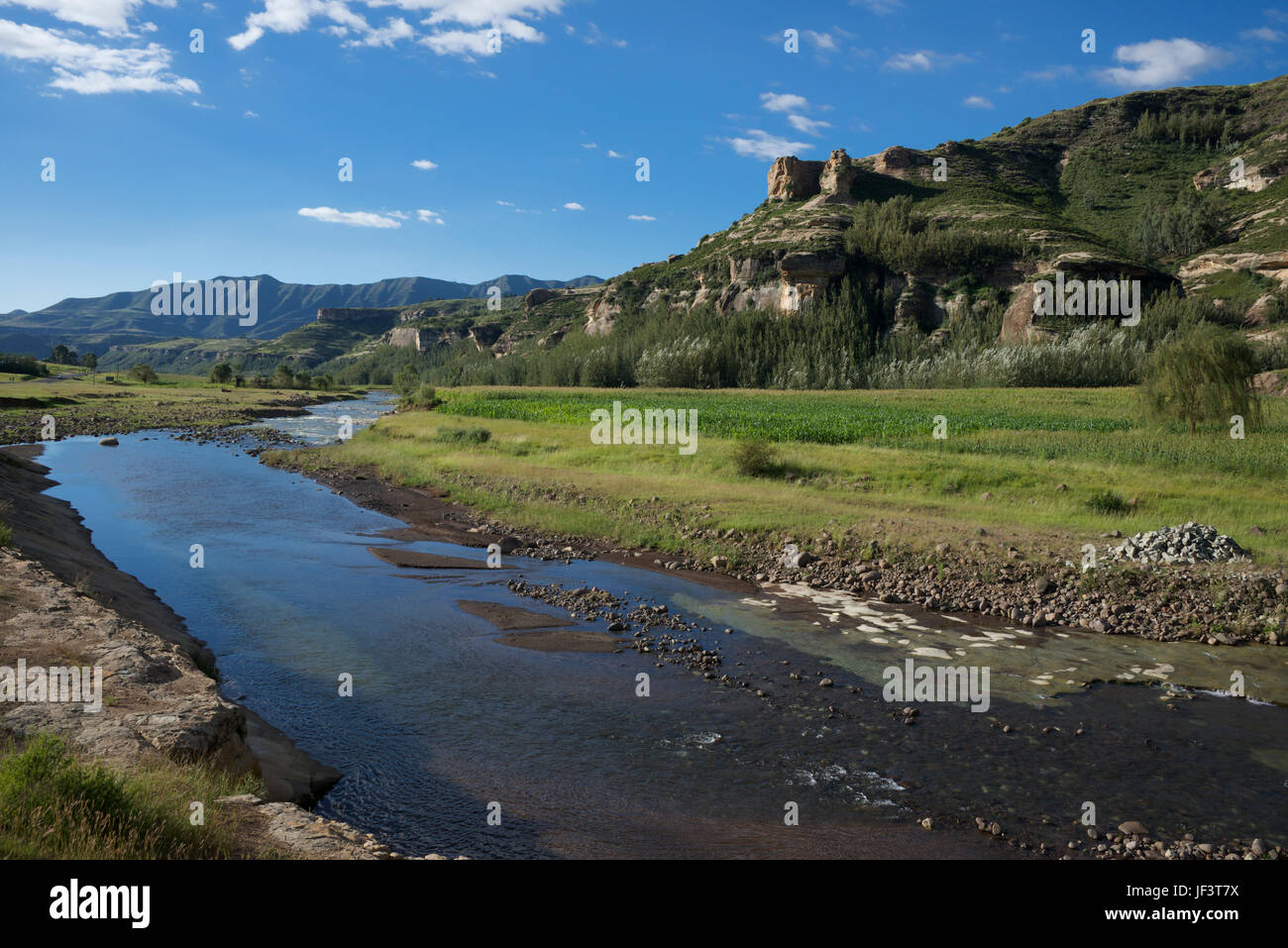 Landscape Hlotse River Leribe District Lesotho Southern Africa Stock ...