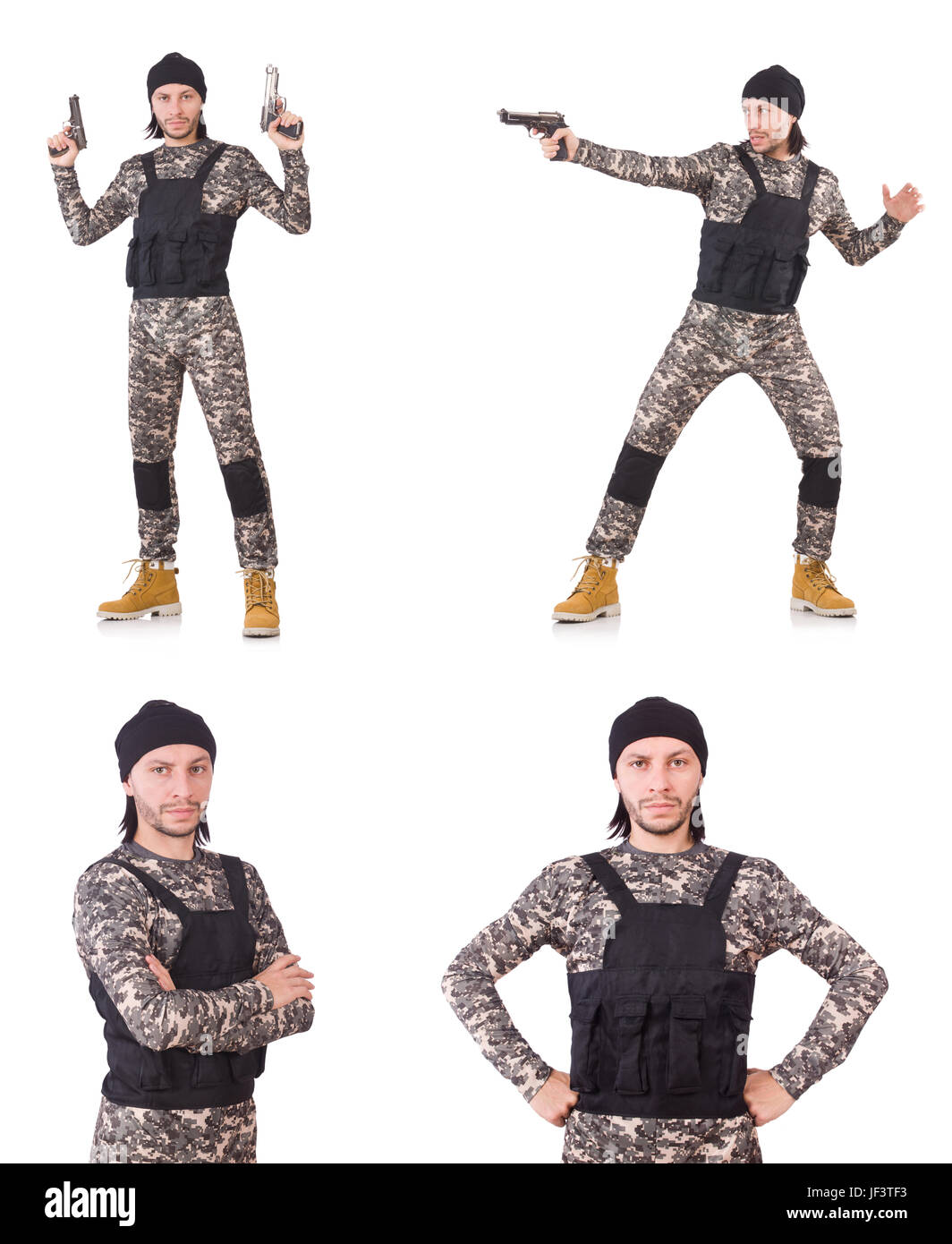 Soldier with gun isolated on white Stock Photo - Alamy