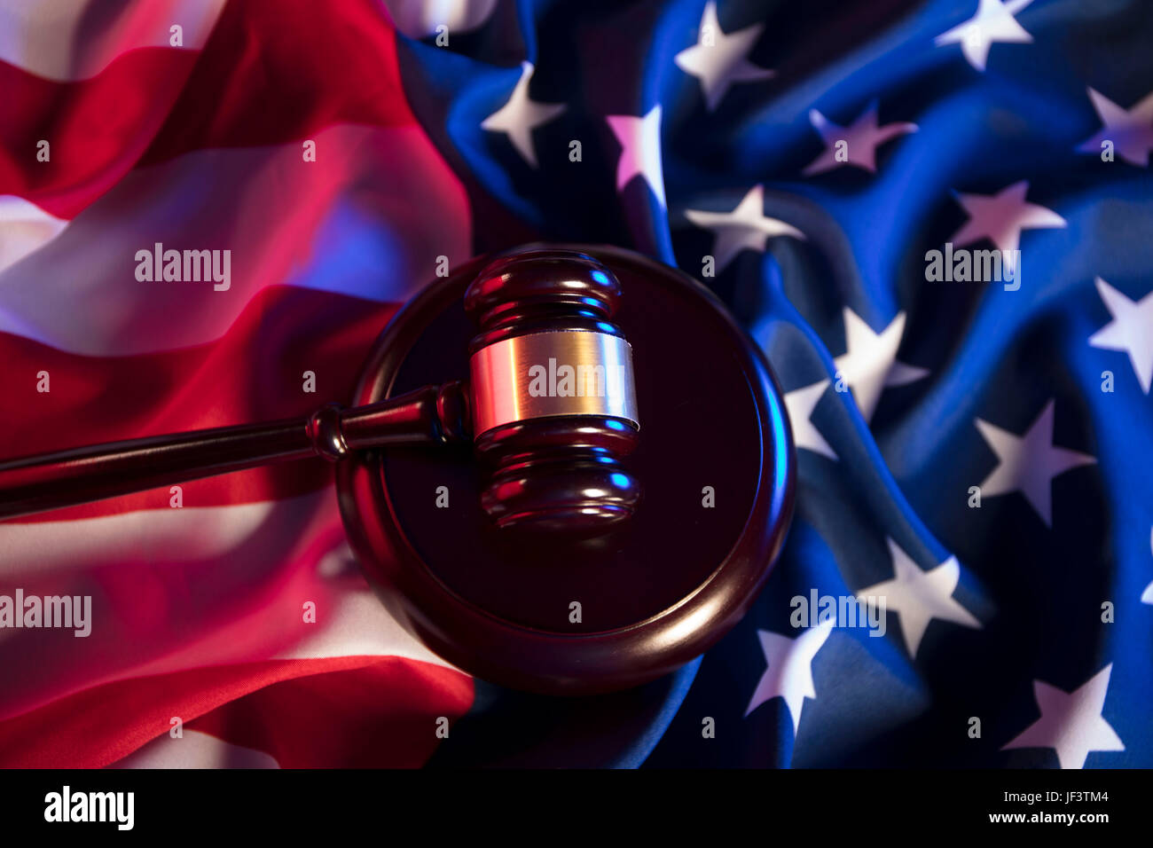 American law concept. Gavel of the judge and american flag. Books ...