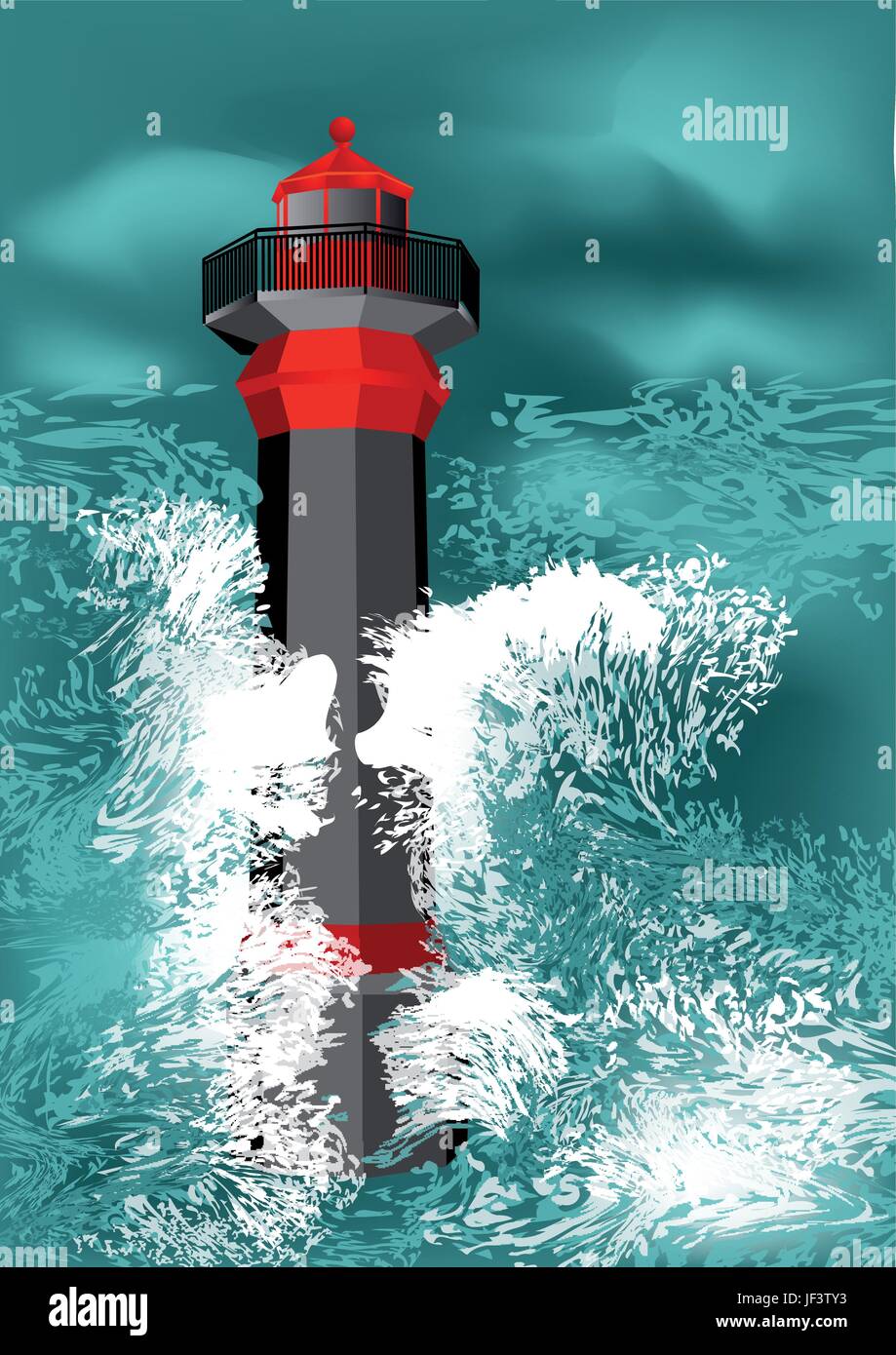 blue, tower, danger, night, nighttime, cloud, illustration, outdoor ...