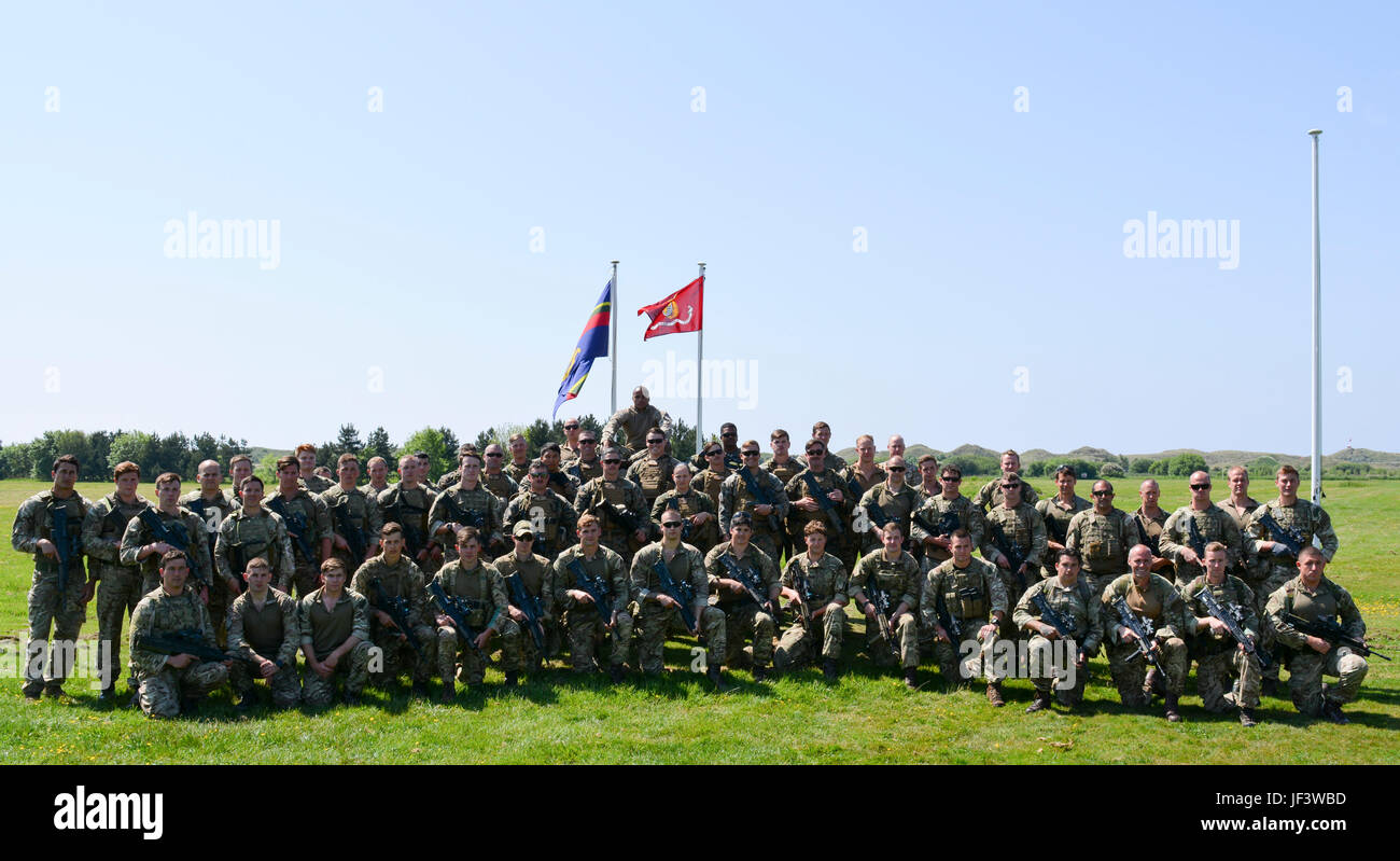 U.S. Marines and British Royal Marines pose for a group photo at Altcar ...