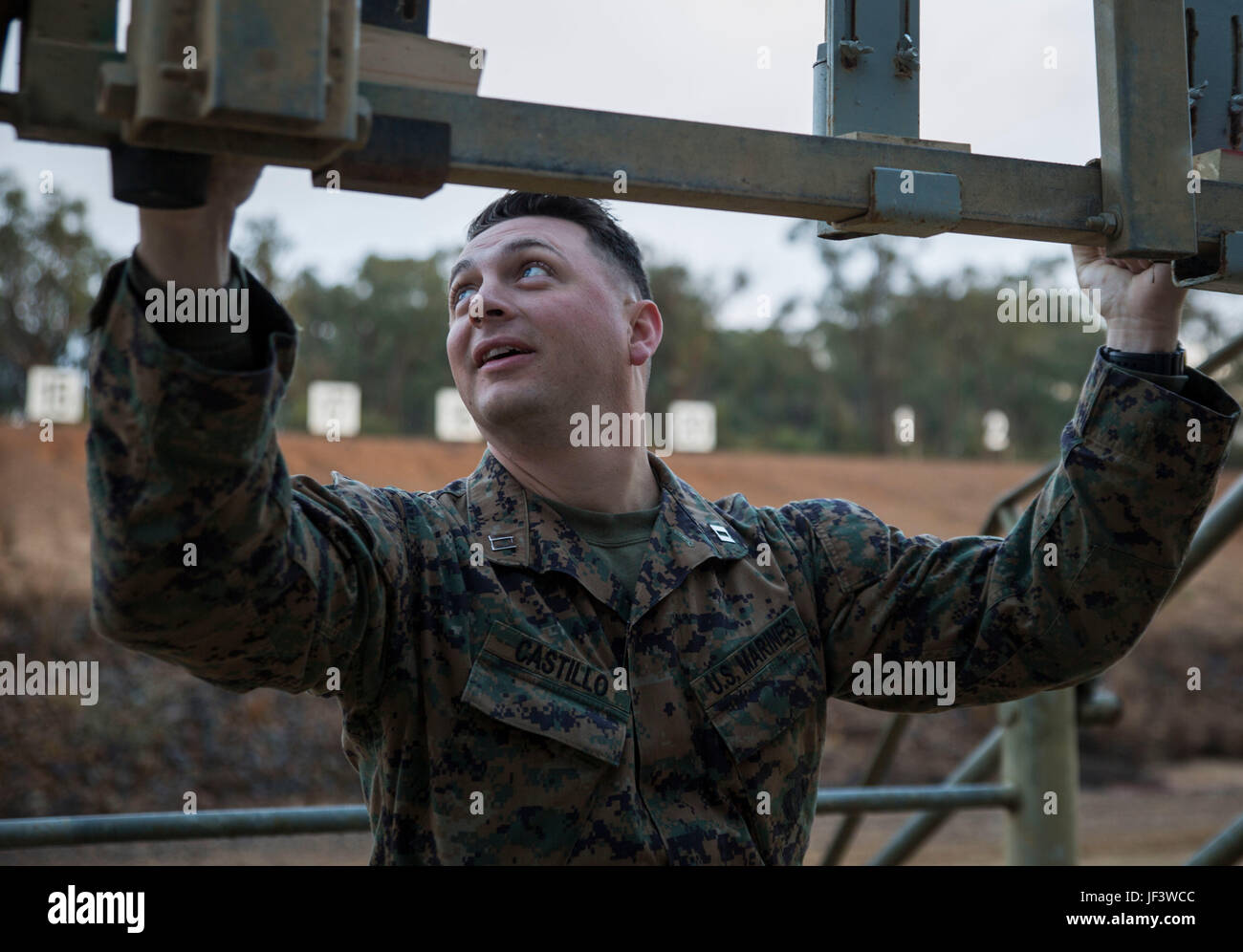 U.S. Marine Corps Capt. Jacob Castillo pulls pits, May 24, 2017, at the ...