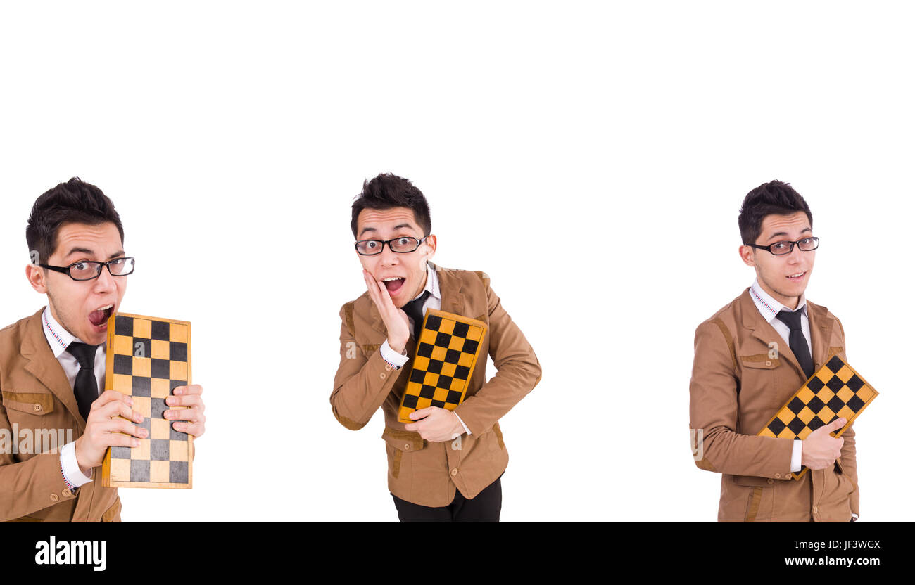 Funny chess player isolated on white Stock Photo - Alamy