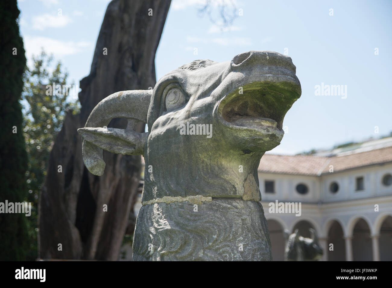 Ancient statue of goat in baths of Diocletian (Thermae Diocletiani) in ...