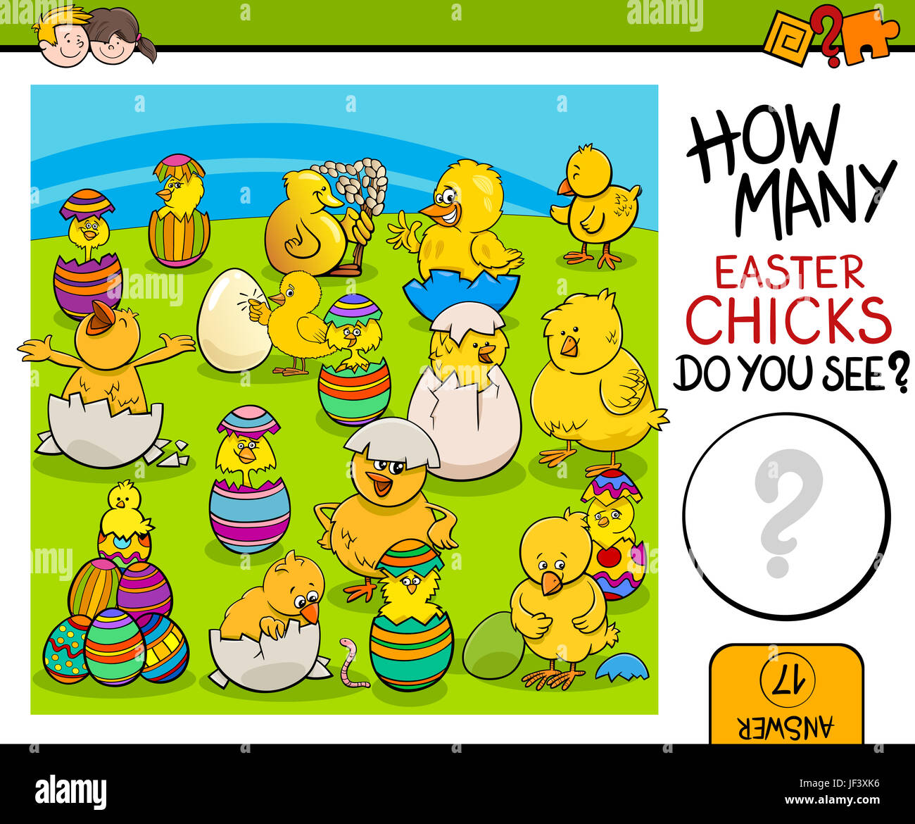 counting task with easter chicks Stock Photo - Alamy