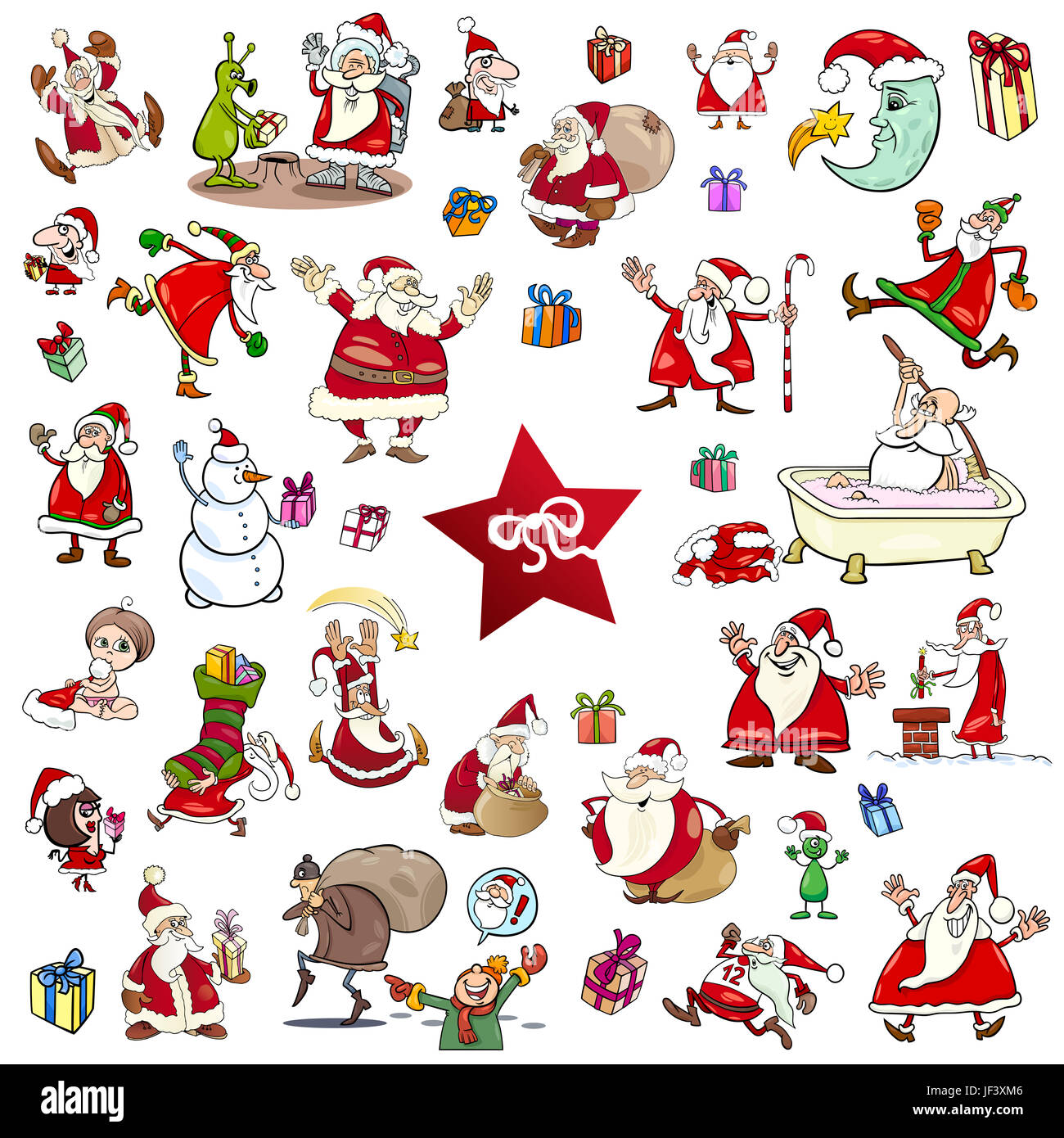 christmas themes cartoon set Stock Photo - Alamy