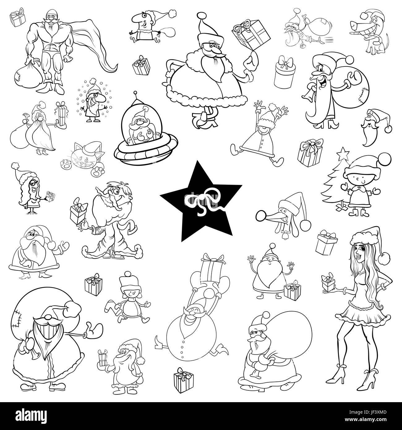 Children christmas winter holidays Black and White Stock Photos ...