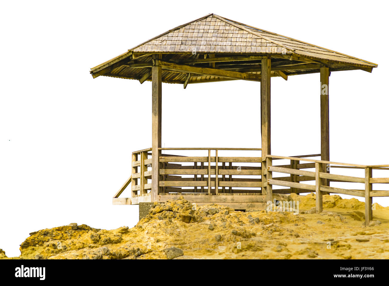 Wooden Viewpoint Isolated on White Stock Photo - Alamy