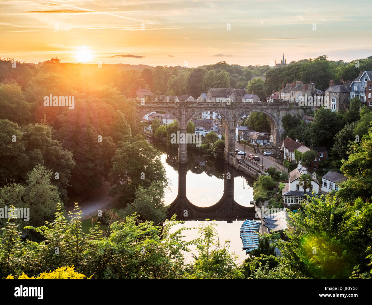 Railway Viaduct over the River Nidd at Sunset Knaresborough Yorkshire ...