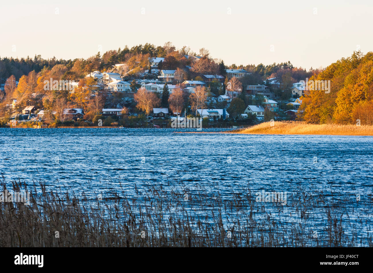 Lake view with buildings on background Stock Photo - Alamy