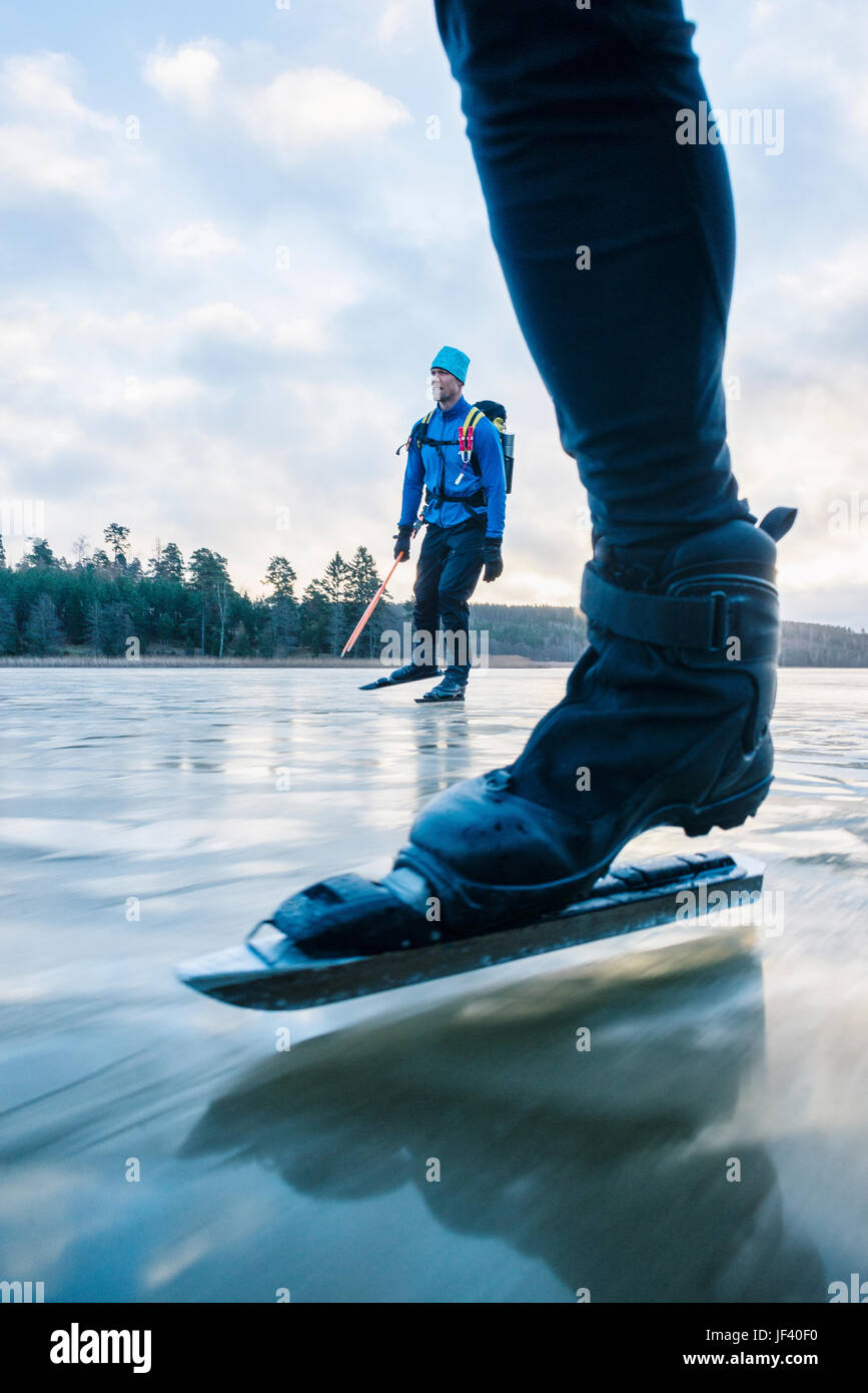 People long-distance skating Stock Photo - Alamy