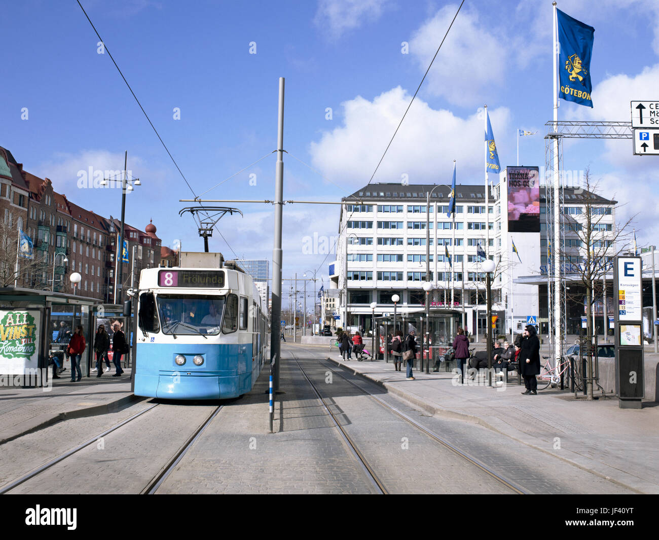 Trams in city Stock Photo - Alamy