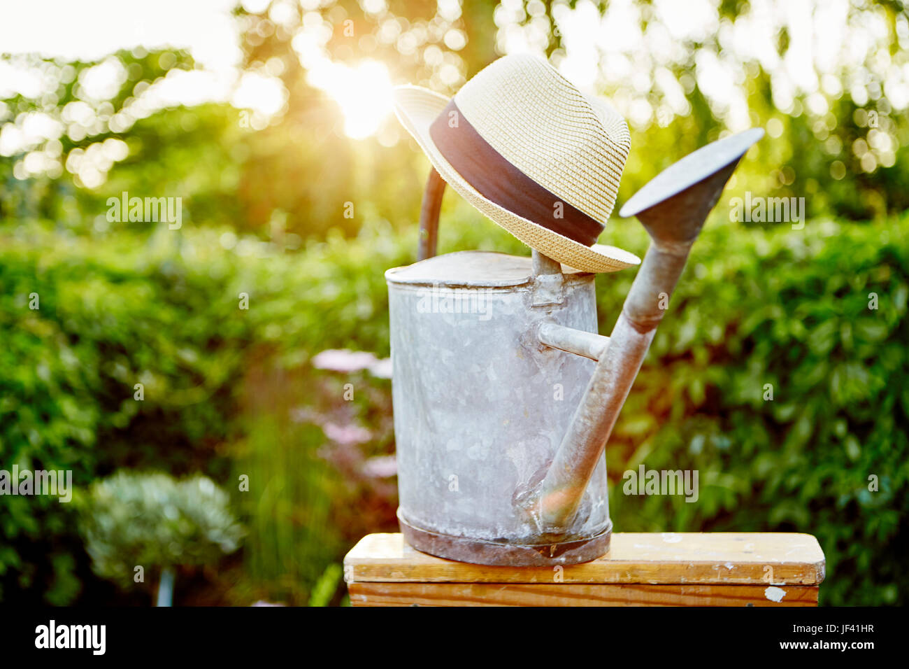 Watering can on straw hi-res stock photography and images - Alamy