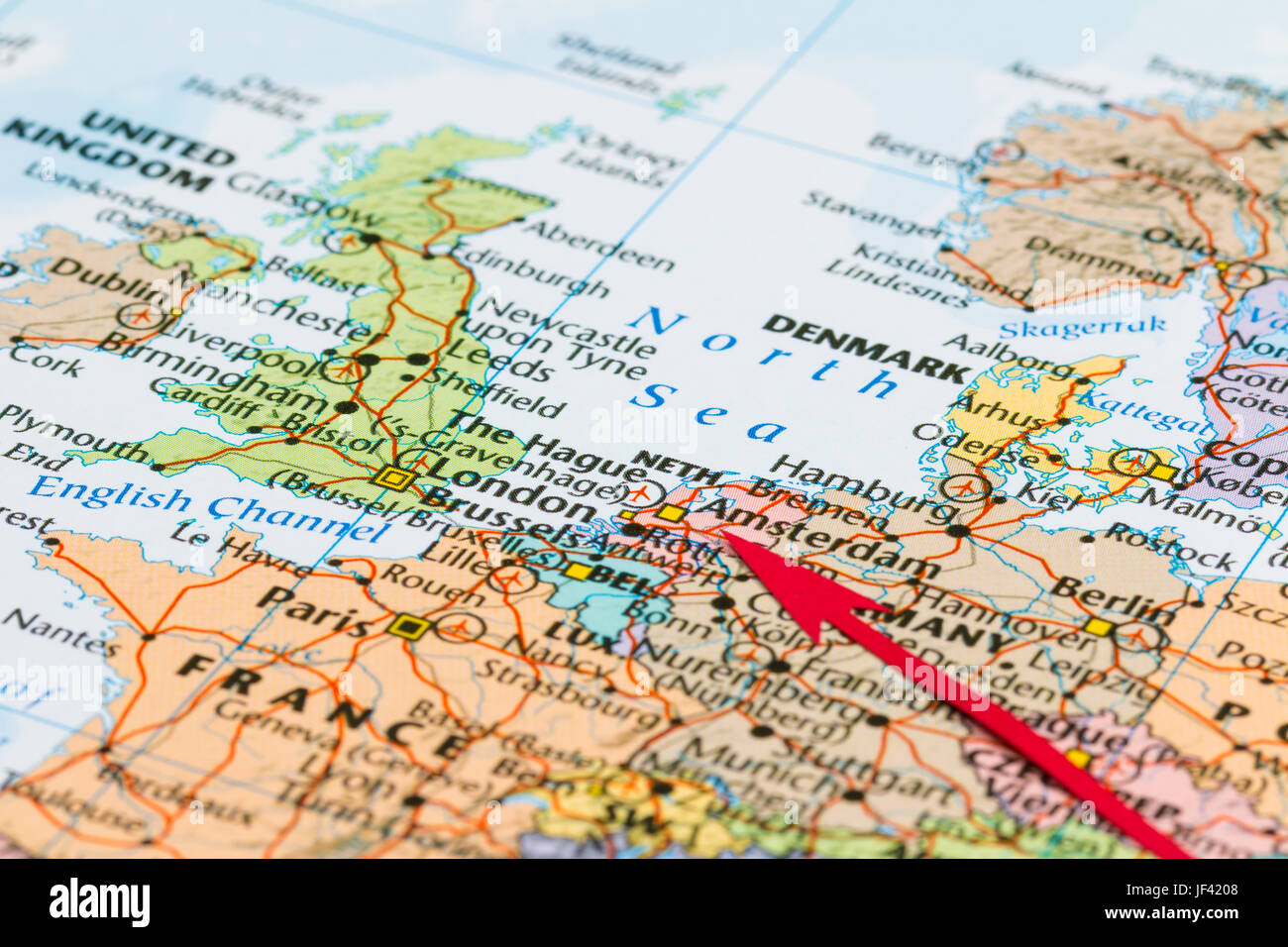 Photo of Netherlands. Country indicated by red arrow. Country on ...