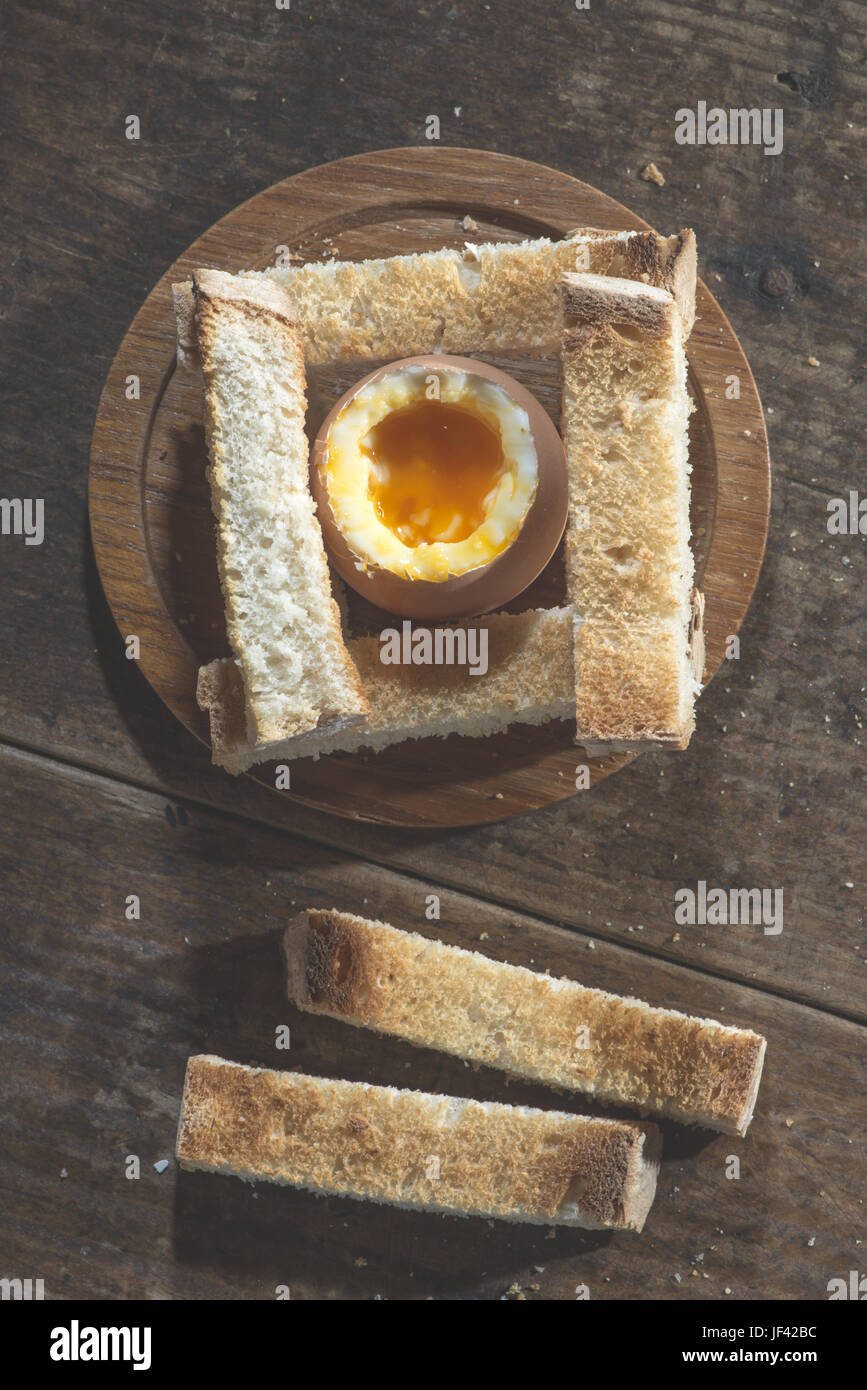 Boiled eggs breakfast table Stock Photo - Alamy