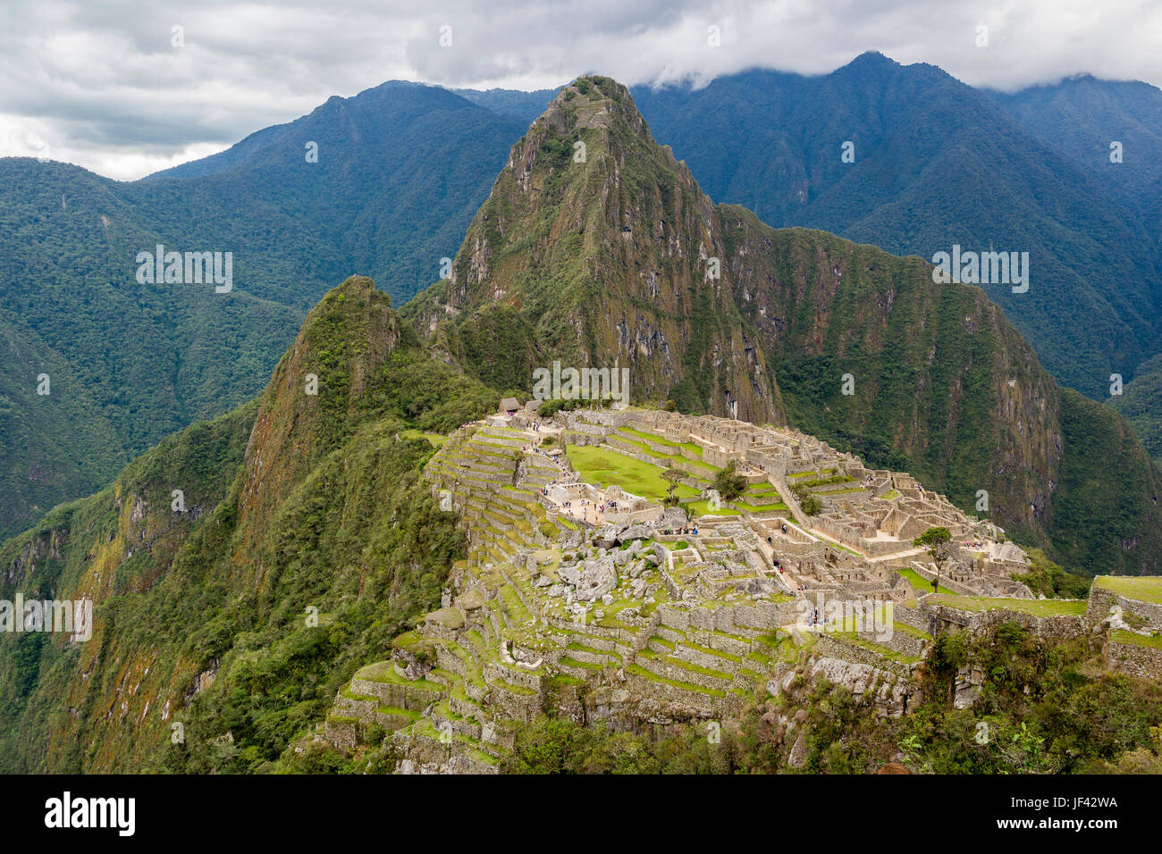 Bird's eye view over Machu Picchu Round trip to Peru Stock Photo - Alamy