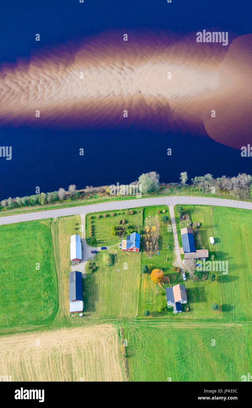 Aerial view of buildings at water Stock Photo - Alamy