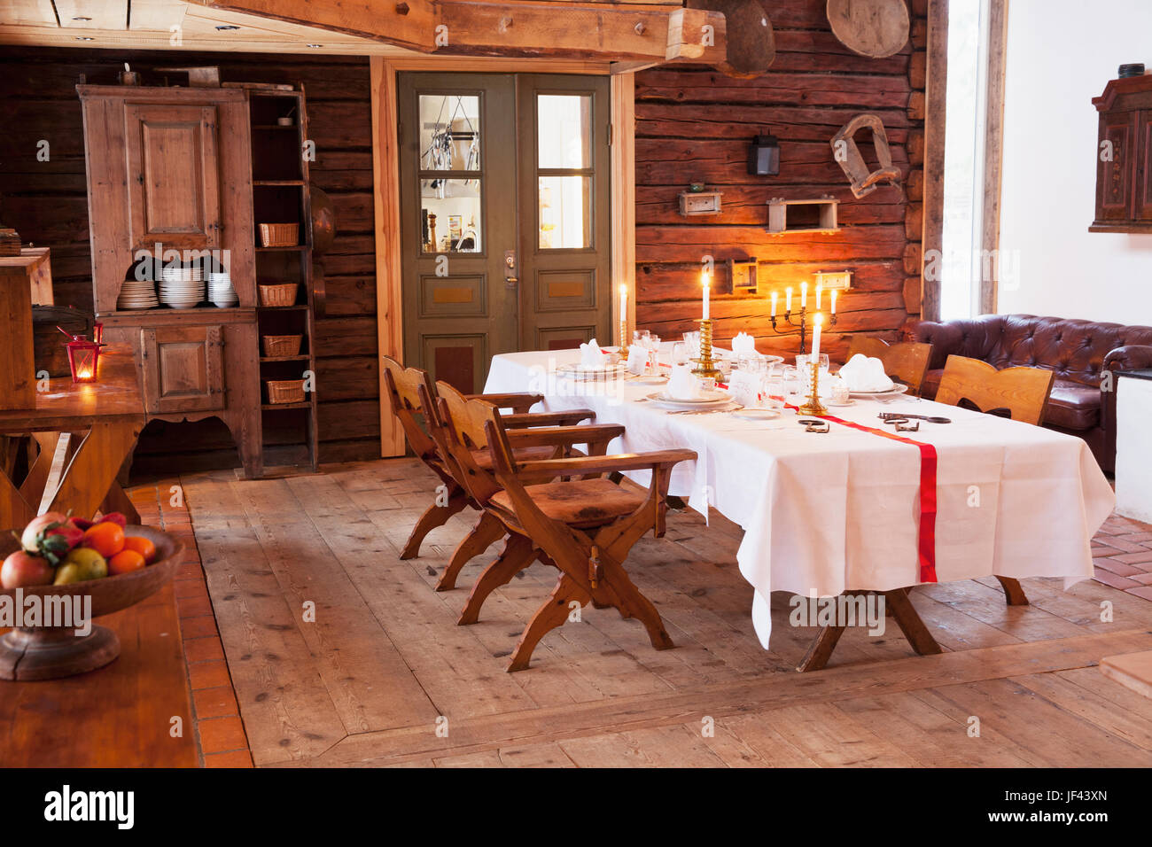 Candlestick holders on table Stock Photo - Alamy