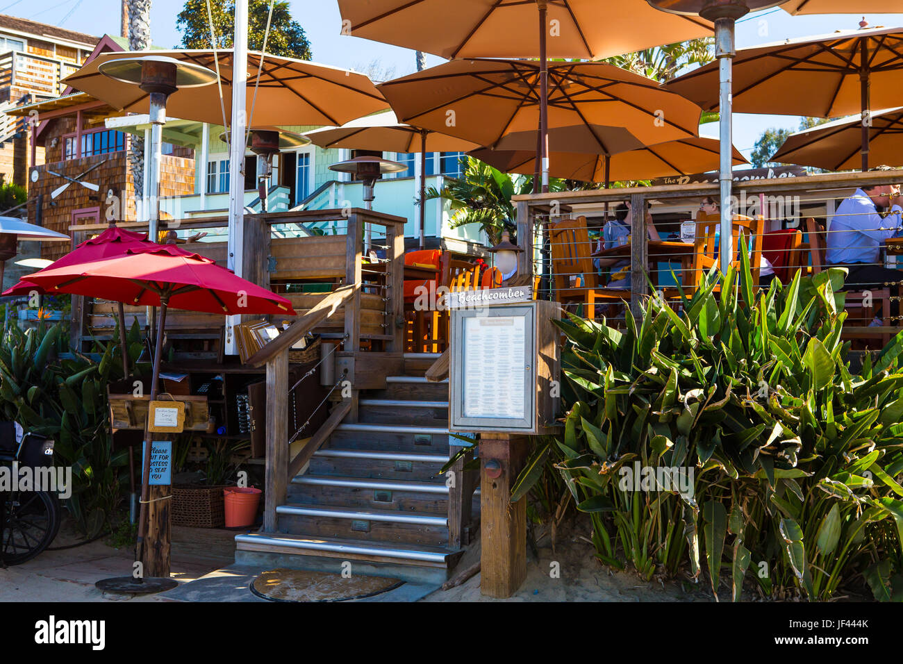 The beach entrance to at The Beachcomber Restaurant at Crystal Cove ...