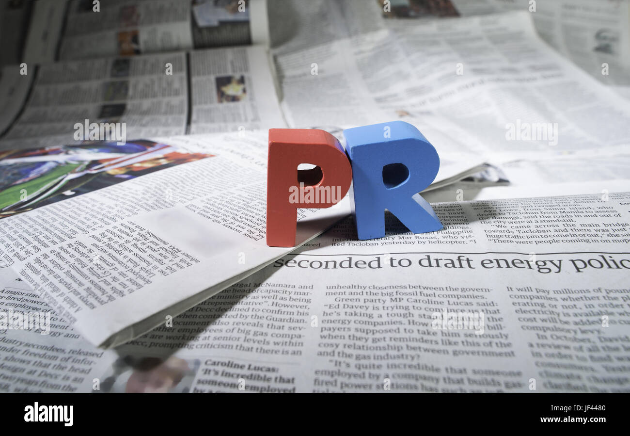 Word PR on newspaper Stock Photo - Alamy