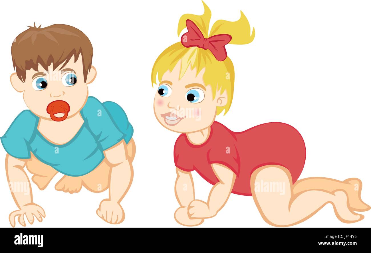Cartoon Baby Girl Crawling