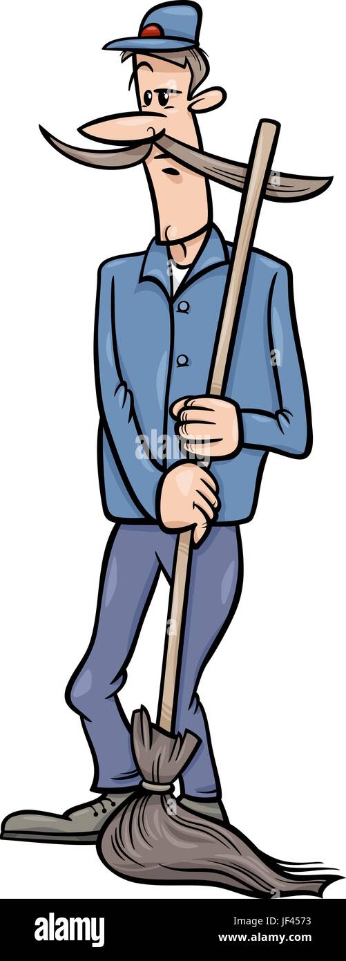 Cartoon illustration funny janitor man hi-res stock photography and ...