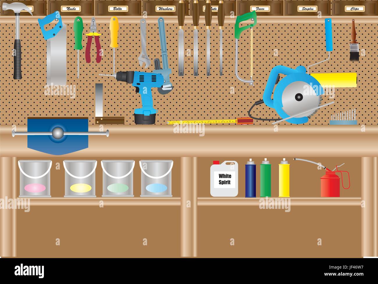 graphic, wood, illustration, saw, workbench, circular saw, vector ...