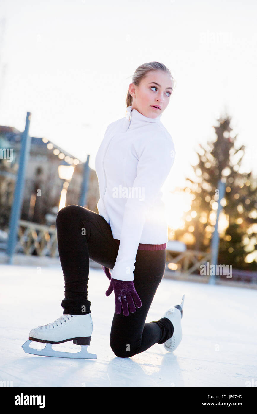 Woman figure skating Stock Photo - Alamy