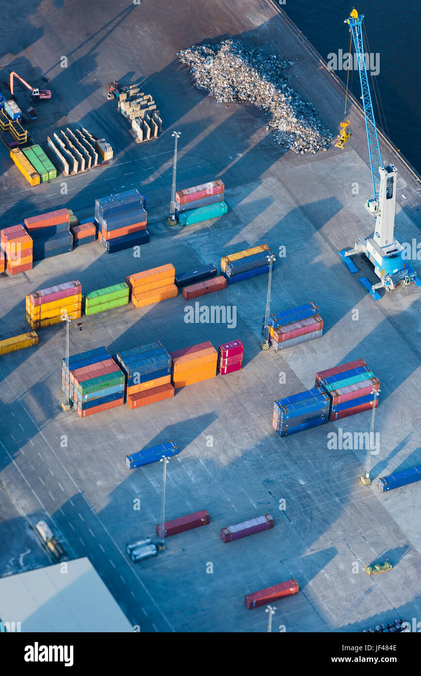 Aerial view of shipping yard Stock Photo - Alamy