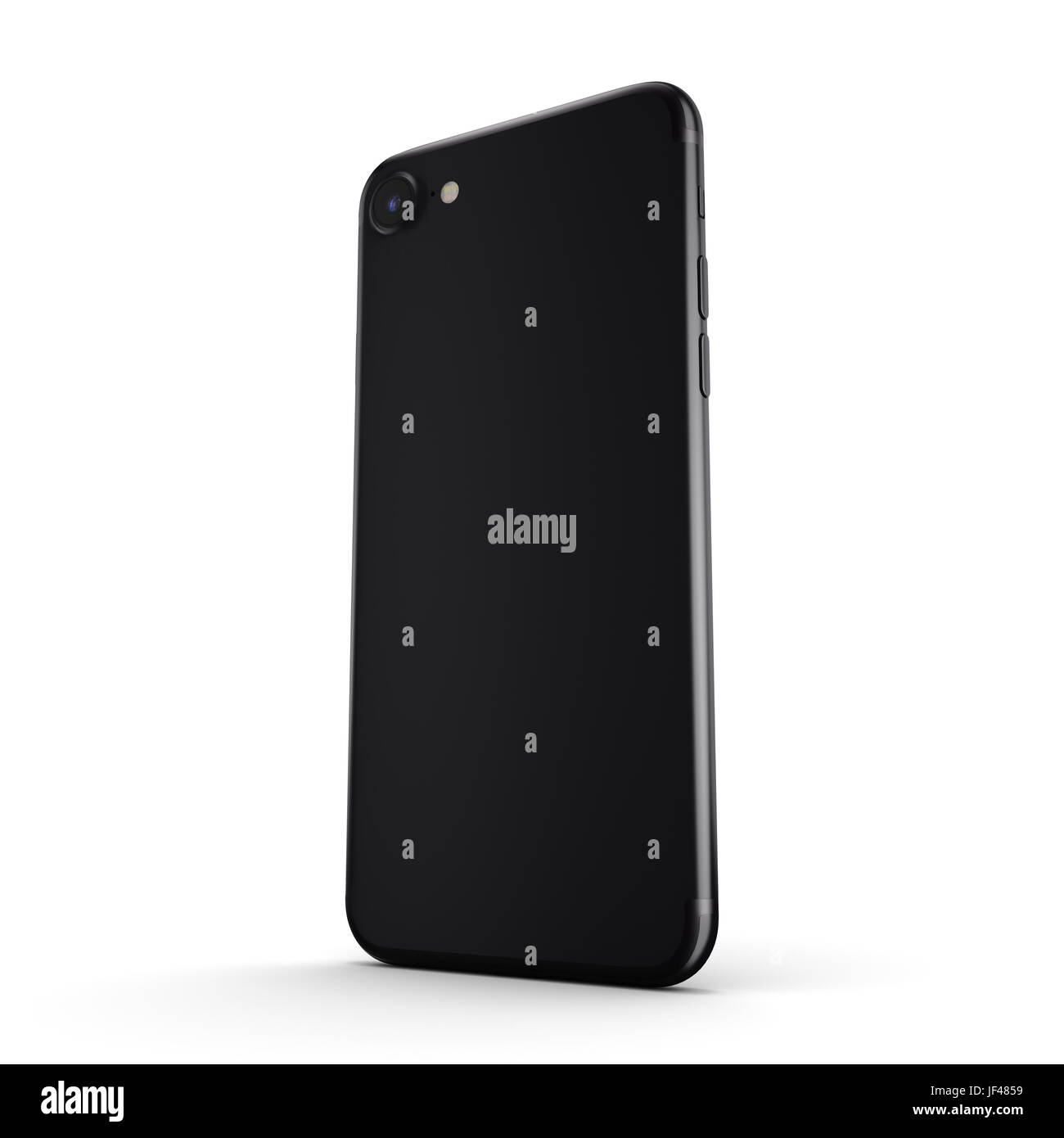 3D rendering black matt smartphone in iPhone stule with black screen ...