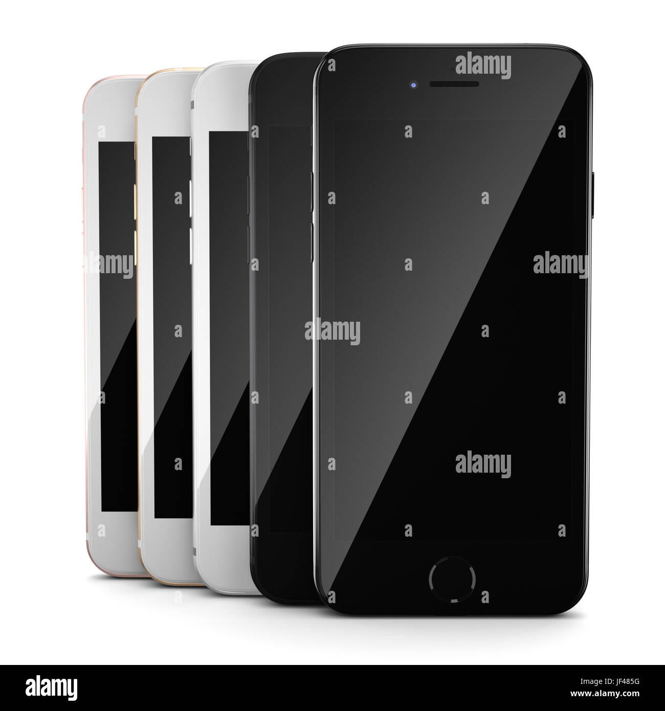 3D rendering set smartphone in iPhone stule with black screen Stock ...