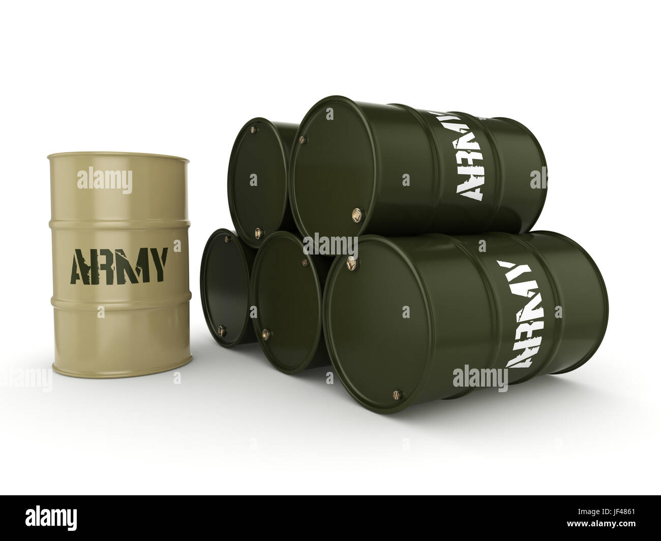 3D rendering army barrels Stock Photo - Alamy