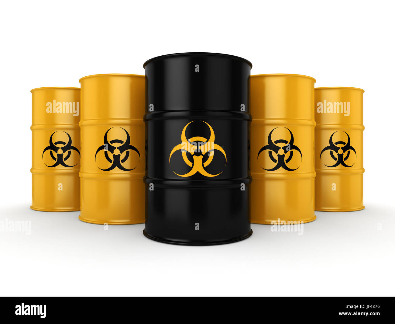 3D rendering biohazard barrels Stock Photo - Alamy