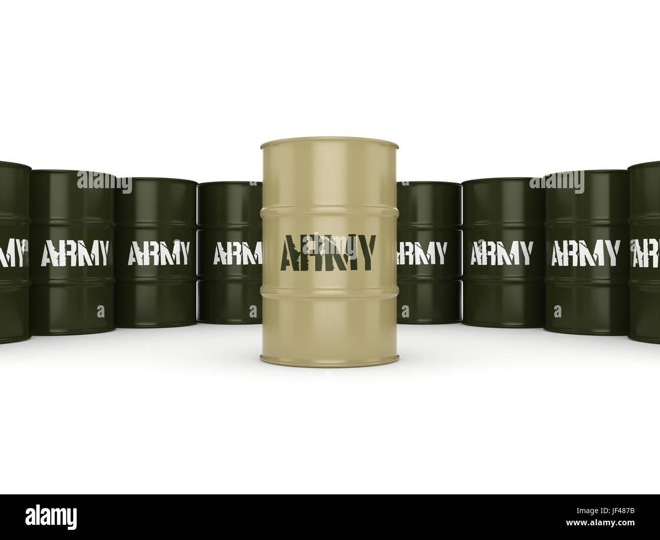 3D rendering army barrels Stock Photo - Alamy