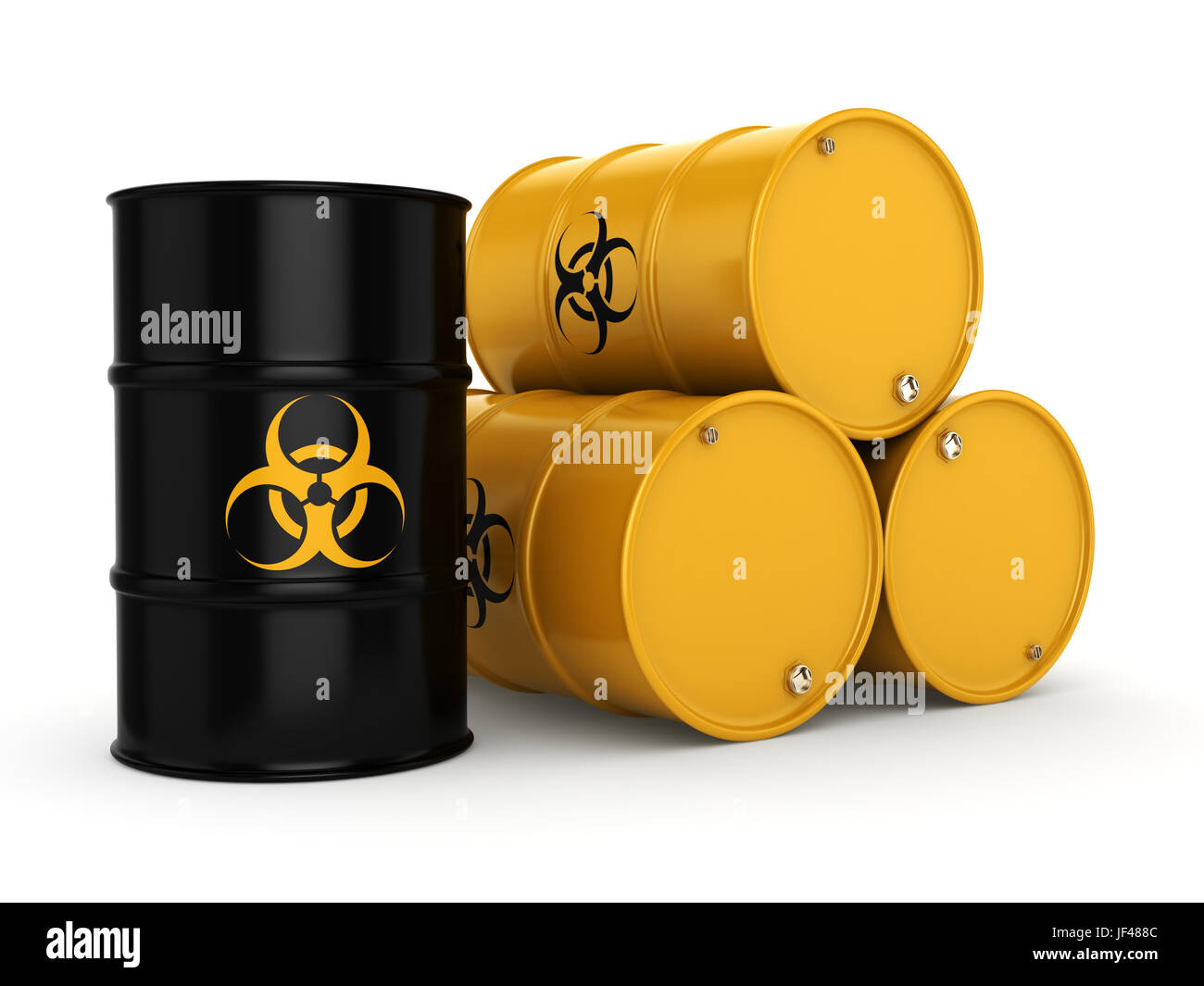 3D rendering biohazard barrels Stock Photo - Alamy