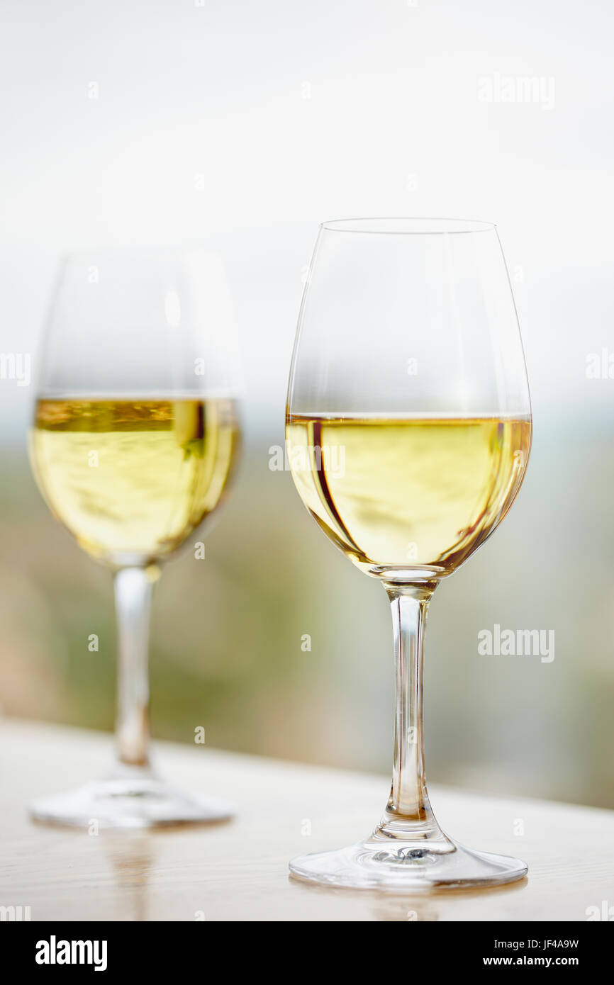 White wine in glasses Stock Photo - Alamy