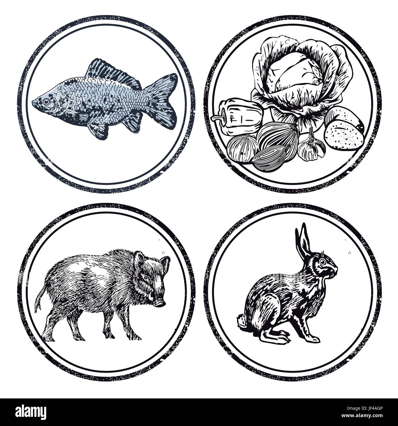 sign, signal, food, aliment, fish, angle, hare, stamp, boil, cooks ...