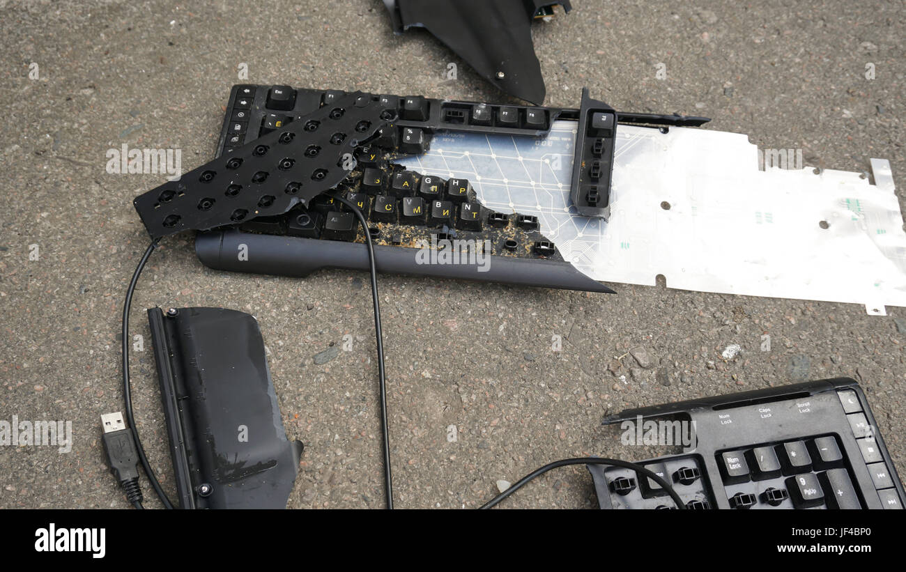 Destroyed keyboard which will never work again Stock Photo - Alamy