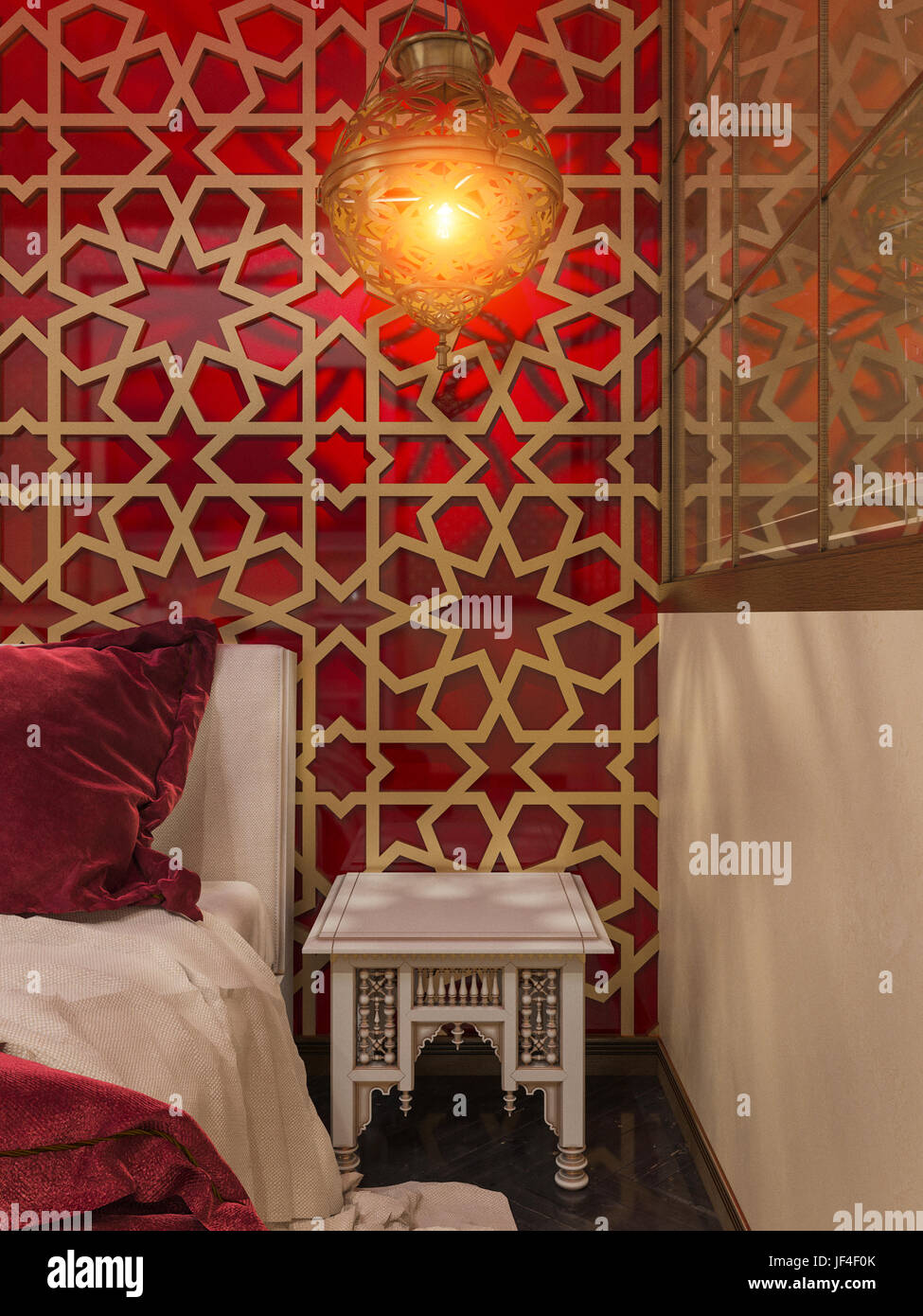 3d illustration bedroom interior design of a hotel room in a ...