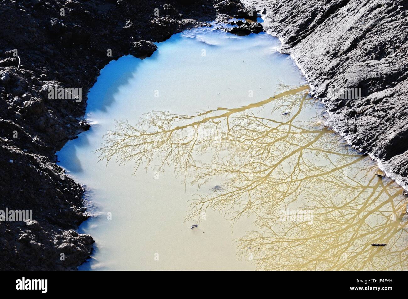 Water reflection in the mud hole Stock Photo - Alamy