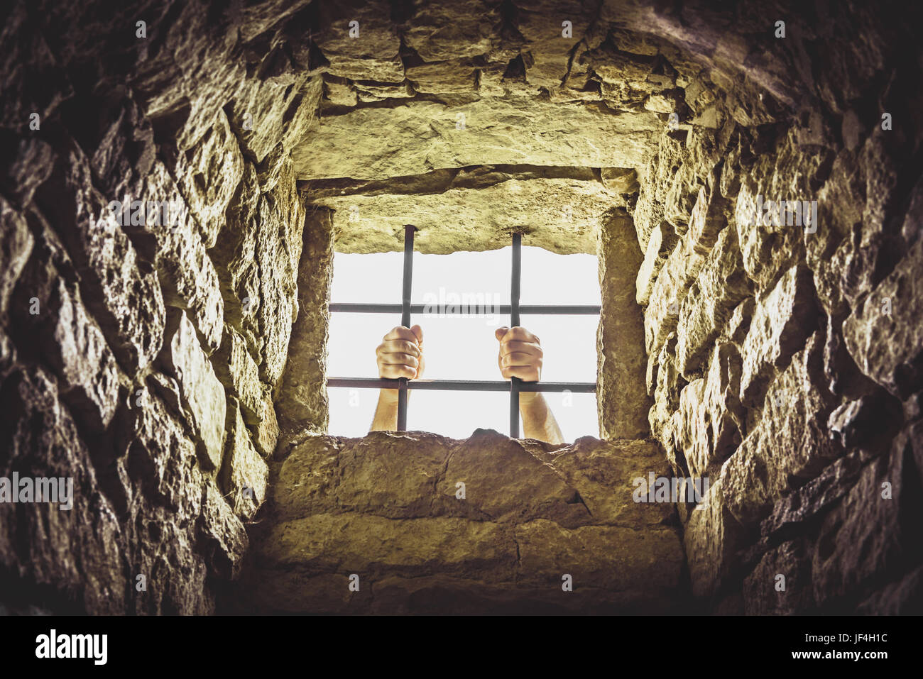 Prison window with metal bars Stock Photo - Alamy