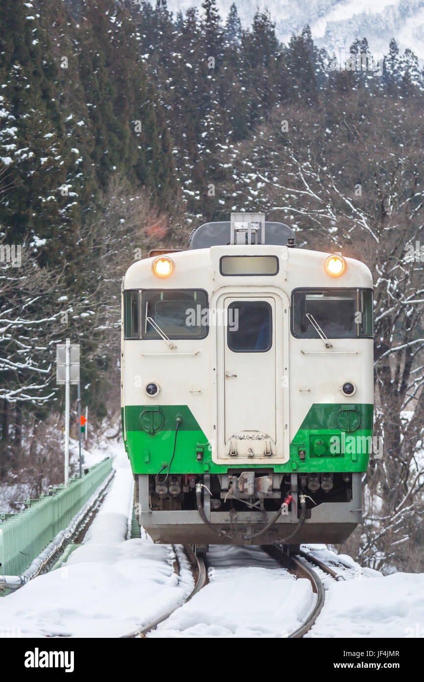 Train in Winter landscape Stock Photo - Alamy