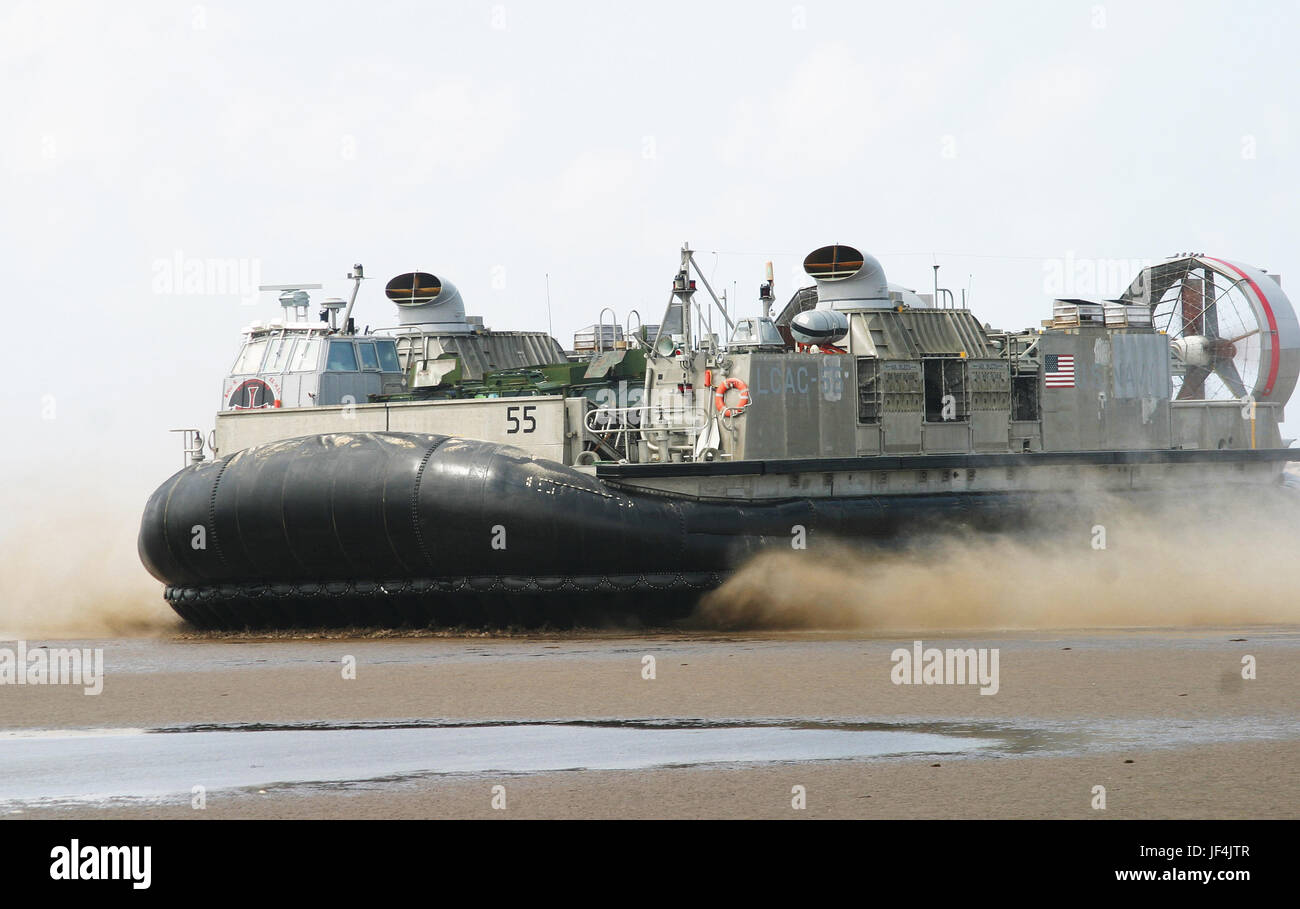 A U.S. Navy Landing Craft Air-Cushioned -LCAC- transports Marines of ...