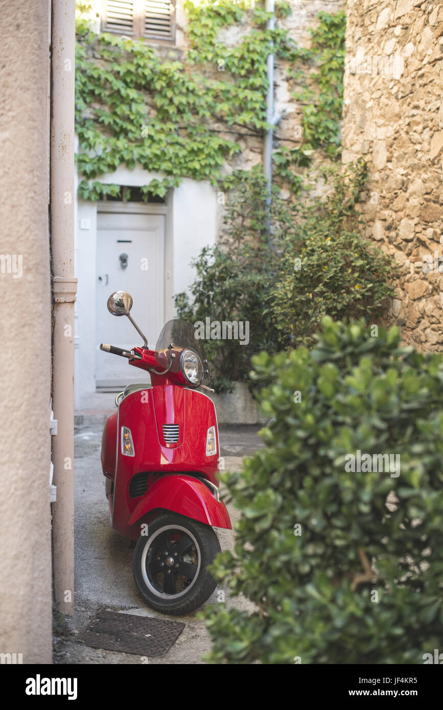 Red Italian moped Stock Photo - Alamy