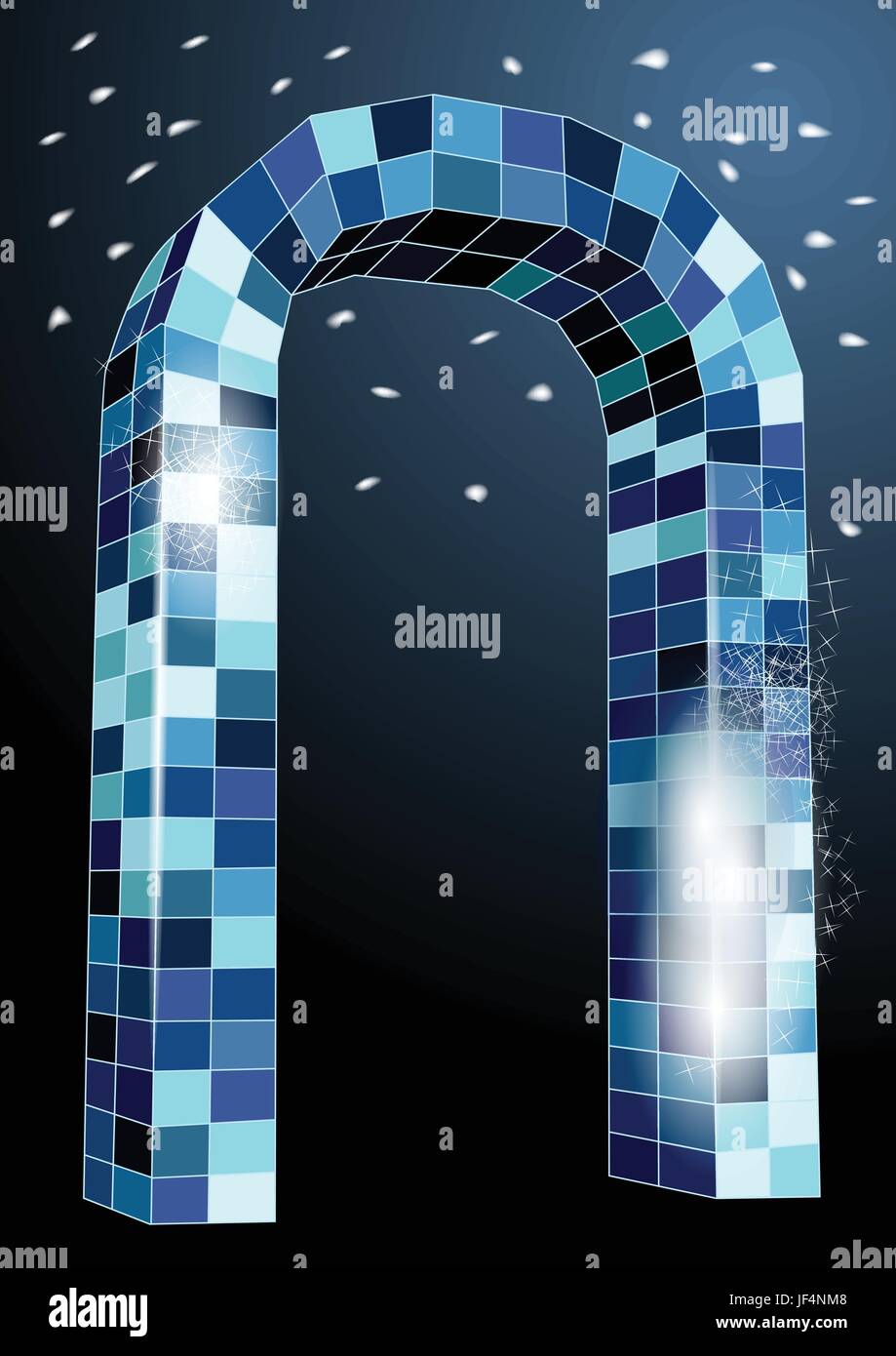 disco, arch, entrance, reflection, illustration, decor, party ...