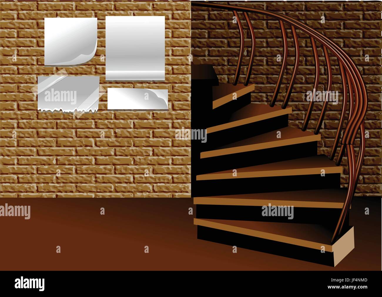 stairs, interior, wall, poster, illustration, blank, uninhabited ...