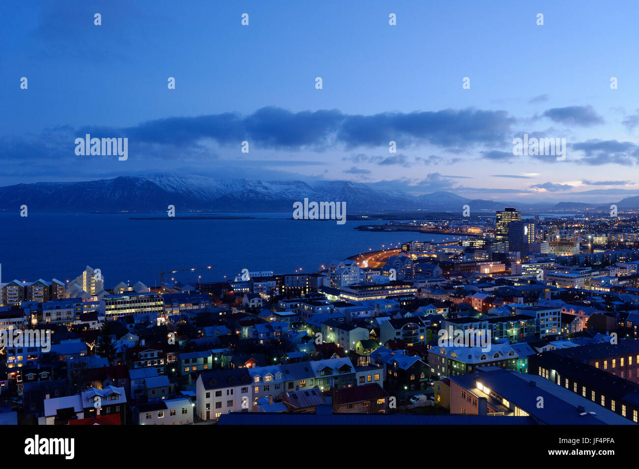 A night time view of Reyjavik Iceland Stock Photo - Alamy