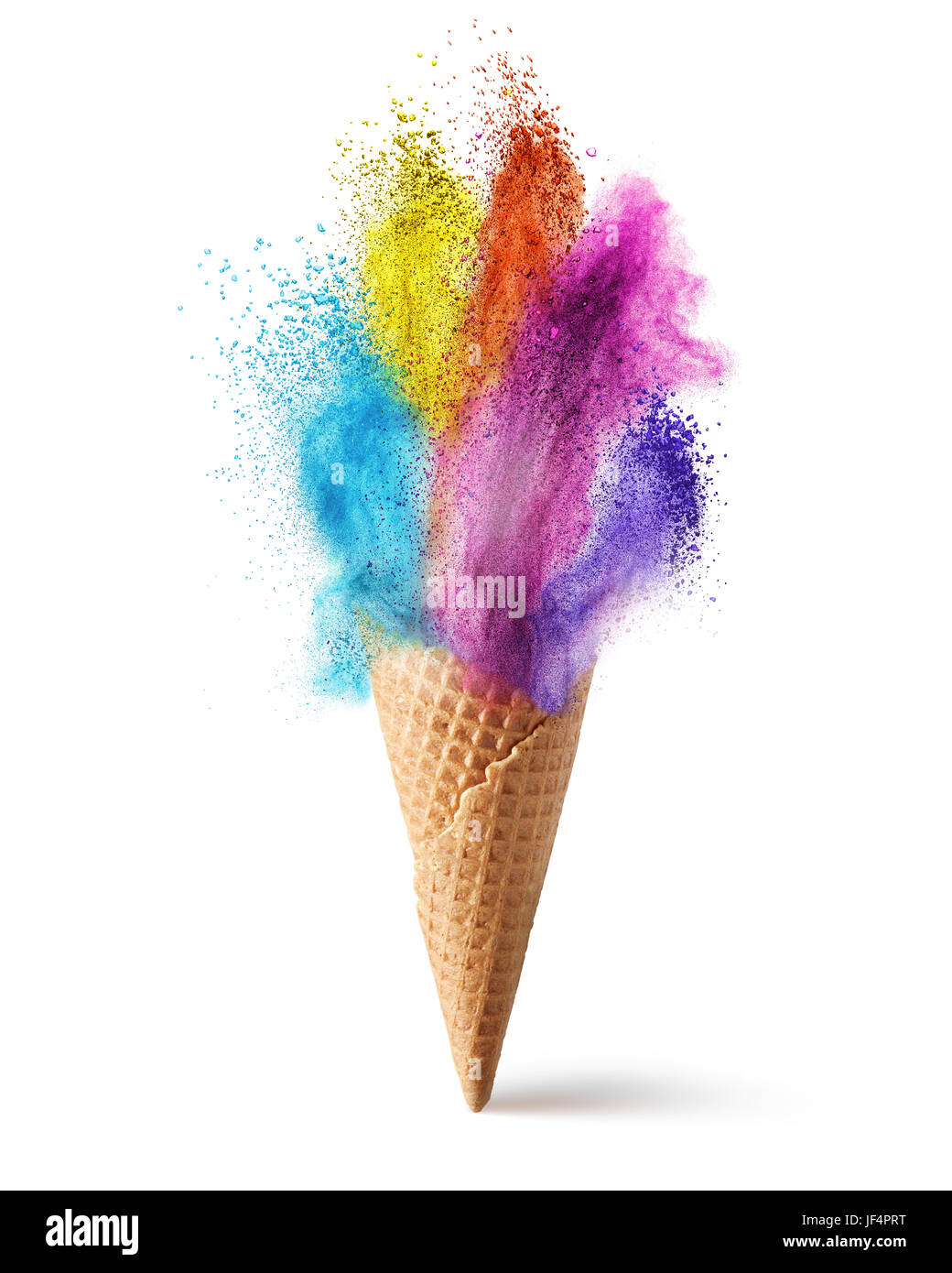 wafer cone with colored powder explosion Stock Photo - Alamy