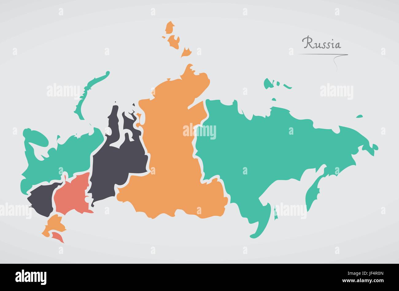 Russia Map with states and modern round shapes Stock Vector Image & Art ...
