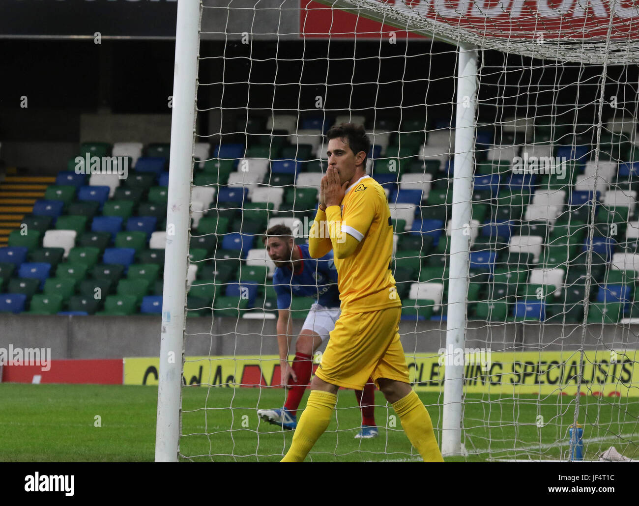 Windsor Park, Belfast, Northern Ireland. 28th June 2017. Linfield (Blue ...